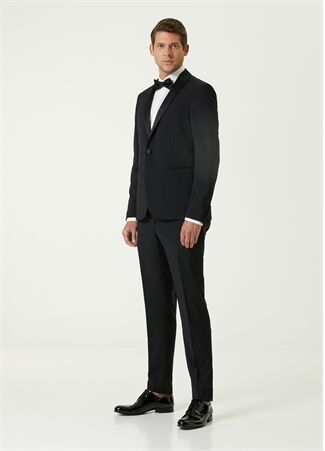 Palzileri Lab Erkek Siyah Kelebek Yaka Yün Takım Elbise 50 IT