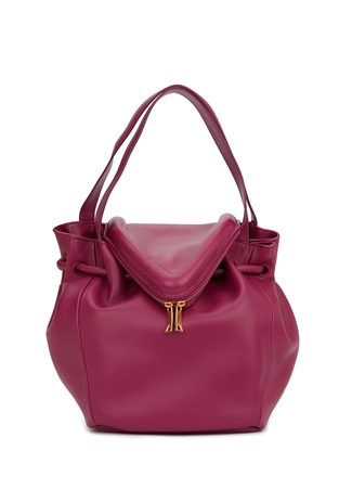 Bottega Veneta Kadın Beak Bordo Deri Omuz Çantası EU Bottega Veneta Kadın Beak Bordo Deri Omuz Çantası EU