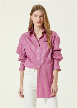 Etro Kadın Pembe Yeşil Çizgili Gömlek 38 IT