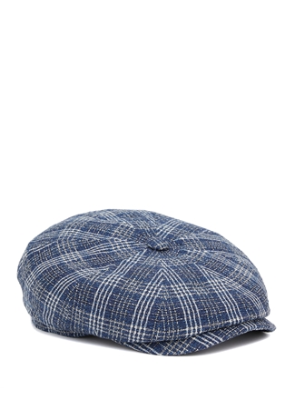 Stetson Erkek Mavi Ekose Desenli Keten Şapka 60 EU Stetson Erkek Mavi Ekose Desenli Keten Şapka 60 EU