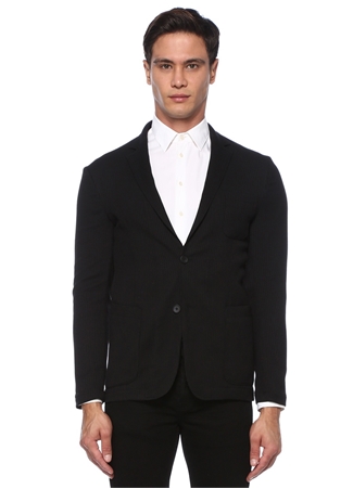 Boss Erkek Siyah Çizgili Kelebek Yaka Yün Ceket 48 IT