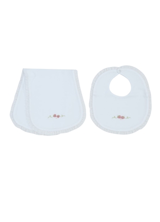 Princess Baby Kız Bebek Çilek Nakışlı Önlük ve Omuz Bezi Beyaz EU Princess Baby Kız Bebek Çilek Nakışlı Önlük ve Omuz Bezi Beyaz EU