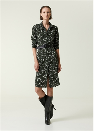 Beymen Collection Kadın Haki Leopar Desenli Midi İpek Gömlek Elbise 42 Beymen Collection Kadın Haki Leopar Desenli Midi İpek Gömlek Elbise 42