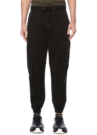 Dolce&Gabbana Erkek Siyah Beli Kordonlu Jogger Kargo Pantolon 46 IT