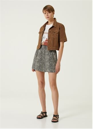 Beymen Club Kadın Kahverengi Leopar Desenli Saten Şort 40