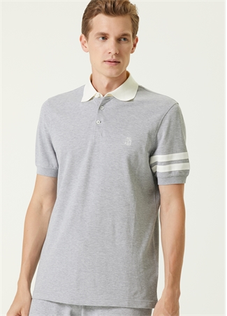 Brunello Cucinelli Erkek Gri Polo Yaka Şeritli T-shirt L EU Brunello Cucinelli Erkek Gri Polo Yaka Şeritli T-shirt L EU