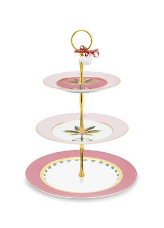 Pip Studio La Majorelle Pembe Üç Katlı Porselen Kek Standı