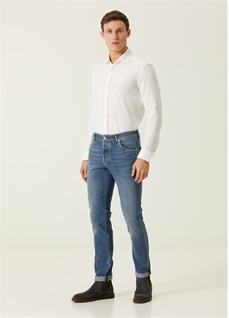 Brunello Cucinelli Erkek Mavi Jean Pantolon 46 IT