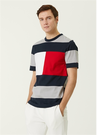 Tommy Hilfiger Erkek Colorblocked Logolu Organik Pamuk T-shirt Lacivert S EU Tommy Hilfiger Erkek Colorblocked Logolu Organik Pamuk T-shirt Lacivert S EU