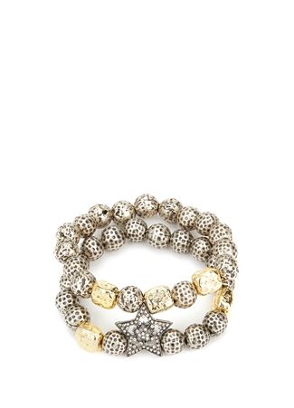 Academia Kadın Antrasit 2li Yıldızlı Bileklik Gri EU