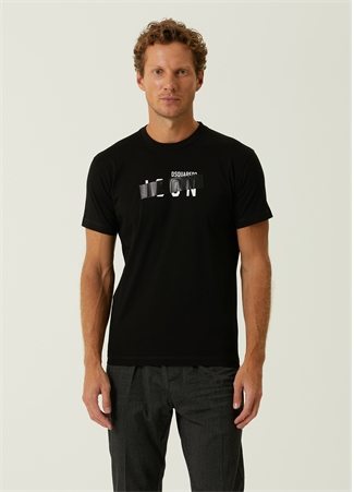 Dsquared2 Erkek Siyah Logo Baskılı Basic T-shirt S EU Dsquared2 Erkek Siyah Logo Baskılı Basic T-shirt S EU