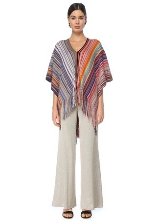 Missoni Kadın Renkli Çizgili Püsküllü Yün Şal EU
