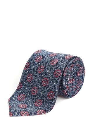 Beymen Collection Erkek Lacivert Mikro Desenli İpek Kravat EU IT