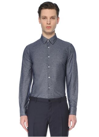 Palzileri Lab Erkek Lacivert İngiliz Yaka Gömlek 39 IT