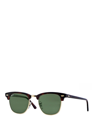 Ray-Ban Erkek Clubmaster Desen Detaylı Güneş Gözlüğü Kahverengi 5 EU