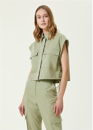 Academia Kadın Yeşil Yanı Bağcıklı Kolsuz Gömlek 34 EU