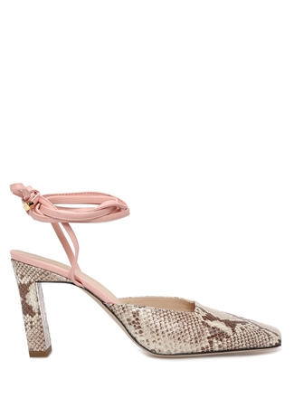 Wandler Kadın Bej Desenli Bağcık Detaylı Deri Sandalet Beyaz 36 EU