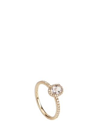 Collection-Ruel Design Kadın Oval Formlu Taşlı Altın Rengi Yüzük EU