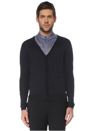 Pal Zileri Erkek Lacivert V Yaka İpek Triko Hırka 50 IT