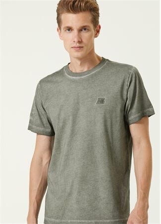 Helmut Lang Erkek Haki Logo Detaylı T-shirt S EU