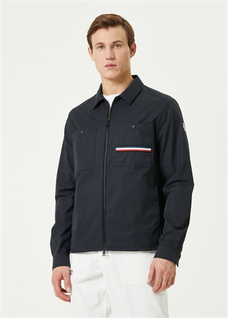 Moncler Erkek Lacivert Logo Şeritli Mont 5 US Moncler Erkek Lacivert Logo Şeritli Mont 5 US