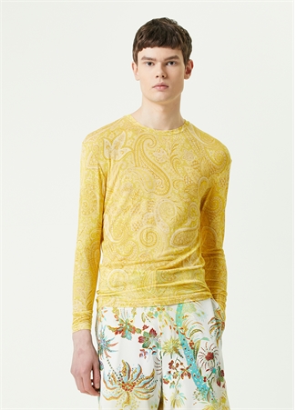 Etro Erkek Sarı Etnik Desenli Uzun Kollu T-shirt S EU
