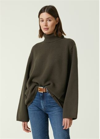 Toteme Kadın Yeşil Balıkçı Yaka Yün Kazak S EU