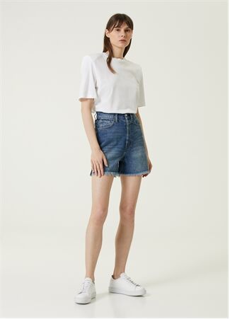 In the Mood for Love Kadın Rachel Green Püsküllü Jean Şort Mavi XS EU