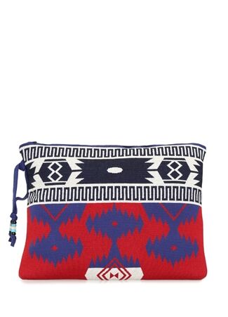 Alanui Kadın Mavi Etnik Desenli Yün El Portföyü EU