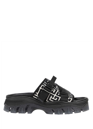 Balmain Erkek Siyah Bej Logo Desenli Terlik 4 EU Balmain Erkek Siyah Bej Logo Desenli Terlik 4 EU