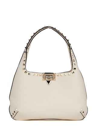 Valentino Garavani Kadın Rockstud Beyaz Deri El Çantası EU Valentino Garavani Kadın Rockstud Beyaz Deri El Çantası EU