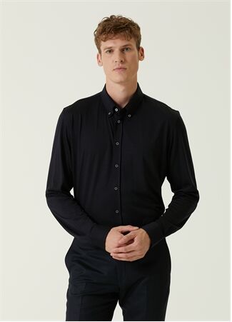 Beymen Collection Erkek Slim Fit Lacivert Jersey Gömlek 42 IT