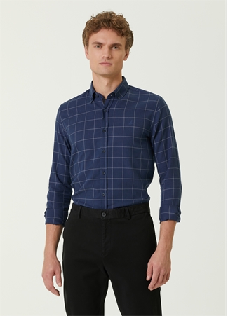Beymen Club Erkek Slim Fit Lacivert Ekoseli Organik Pamuk Gömlek S Beymen Club Erkek Slim Fit Lacivert Ekoseli Organik Pamuk Gömlek S
