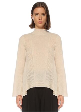 Stella McCartney Kadın Nude Dik Yaka Asimetrik Yün Triko Bej 38 IT