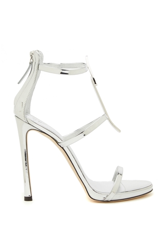 Giuseppe Zanotti Kadın Silver Bantlı Logolu Deri Gece Ayakkabısı Gri 35.5 EU Giuseppe Zanotti Kadın Silver Bantlı Logolu Deri Gece Ayakkabısı Gri 35.5 EU