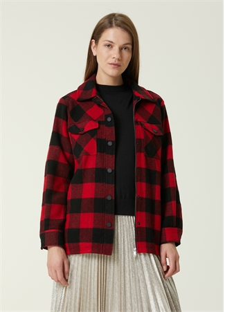 Beymen Club Kadın Kırmızı Kareli Nakış Detaylı Dış Gömlek S