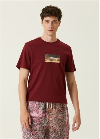 Les Benjamins Erkek Bordo Bisiklet Yaka Baskılı T-shirt L EU