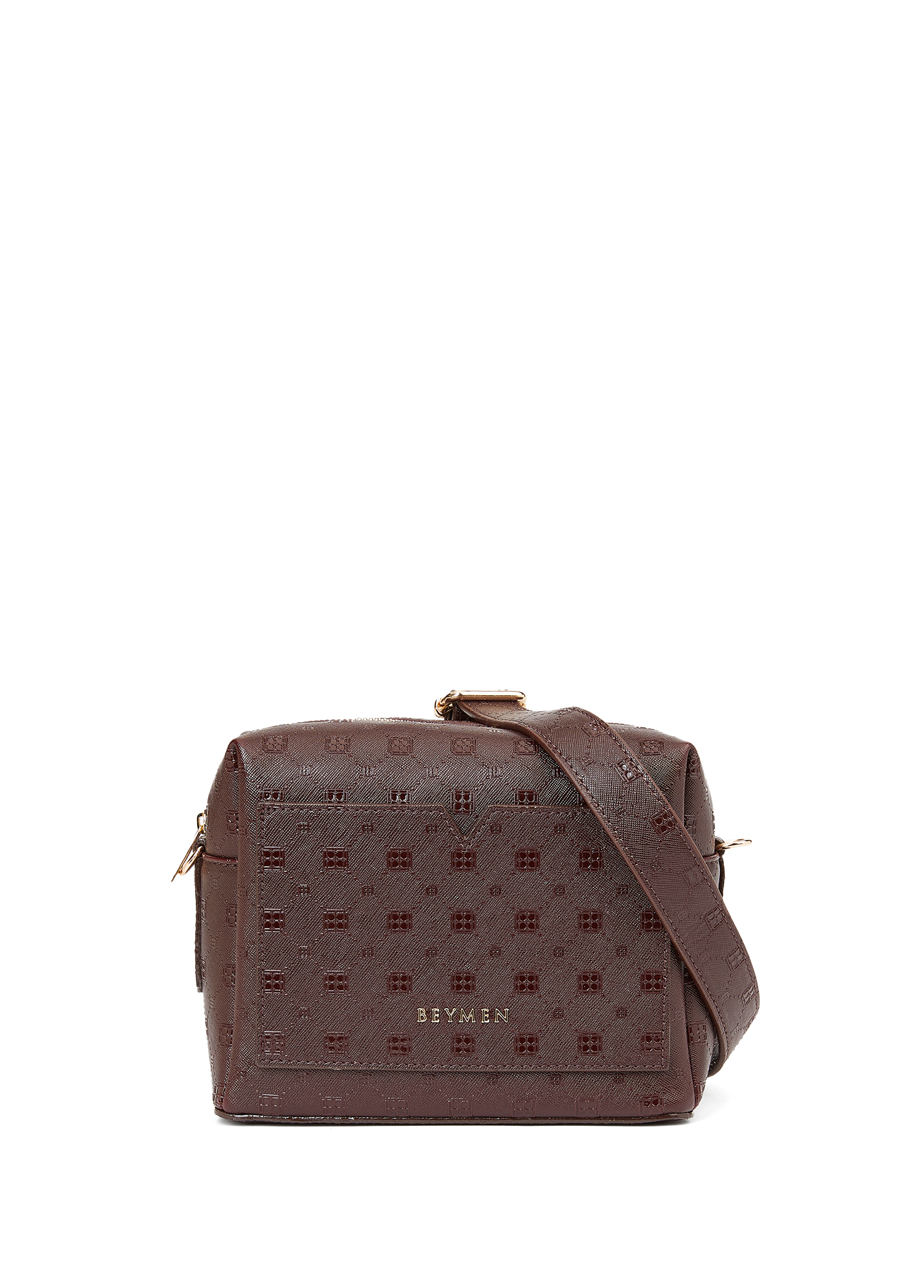 Beymen - Logo Desenli Kadın Omuz Çantası - Bordo