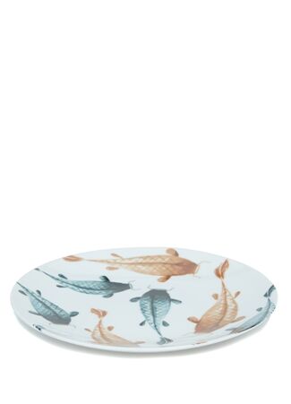 Mi Su Deco Koi Balığı Baskılı Porselen Yemek Tabağı Çok Renkli