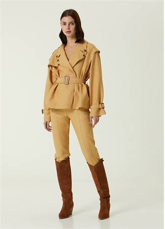 Network Kadın Regular Fit Camel Pantolon Kahverengi 42 EU