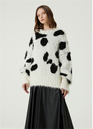 The Attico Kadın Siyah Beyaz Desenli Kazak 40 IT