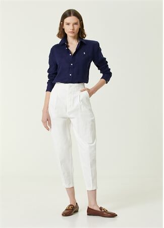 Polo Ralph Lauren Kadın Relaxed Fit Beyaz Twill Pantolon 2 US