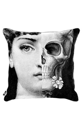 Fornasetti Tema e Variazioni No 288 Dekoratif Yastık Siyah