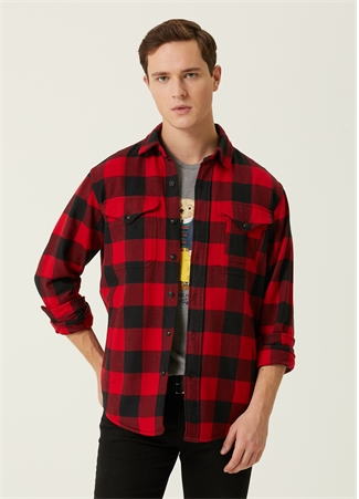 Polo Ralph Lauren Erkek Siyah Kırmızı Kareli Gömlek S EU