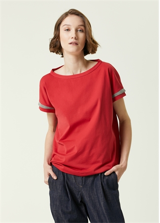 Brunello Cucinelli Kadın Kırmızı Kayık Yaka Zincir Şeritli T-shirt Xs Eu Brunello Cucinelli Kadın Kırmızı Kayık Yaka Zincir Şeritli T-shirt Xs Eu