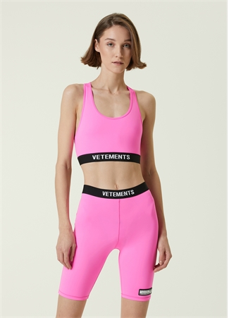 VETEMENTS Kadın Pembe Logo Bantlı Büstiyer S EU VETEMENTS Kadın Pembe Logo Bantlı Büstiyer S EU