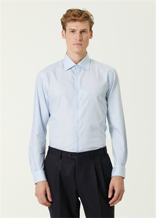 Beymen Collection Erkek Custom Fit Mavi Klasik Yaka Çizgi Desenli Gömlek 38 IT Beymen Collection Erkek Custom Fit Mavi Klasik Yaka Çizgi Desenli Gömlek 38 IT