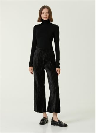 Ganni Kadın Siyah Dokulu Bol Paça Pantolon 36 FR