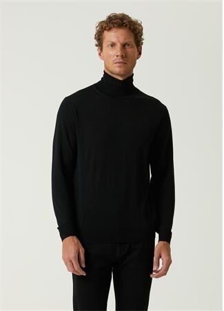 Canali Erkek Siyah Balıkçı Yaka Yün Kazak 54 IT