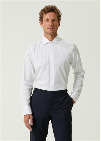 Canali Erkek Beyaz Açık Yaka Gömlek 40 IT Canali Erkek Beyaz Açık Yaka Gömlek 40 IT